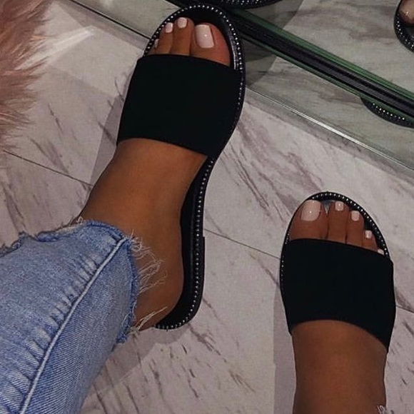 Shoes | New Cute Black Slides True To Size | Poshmark